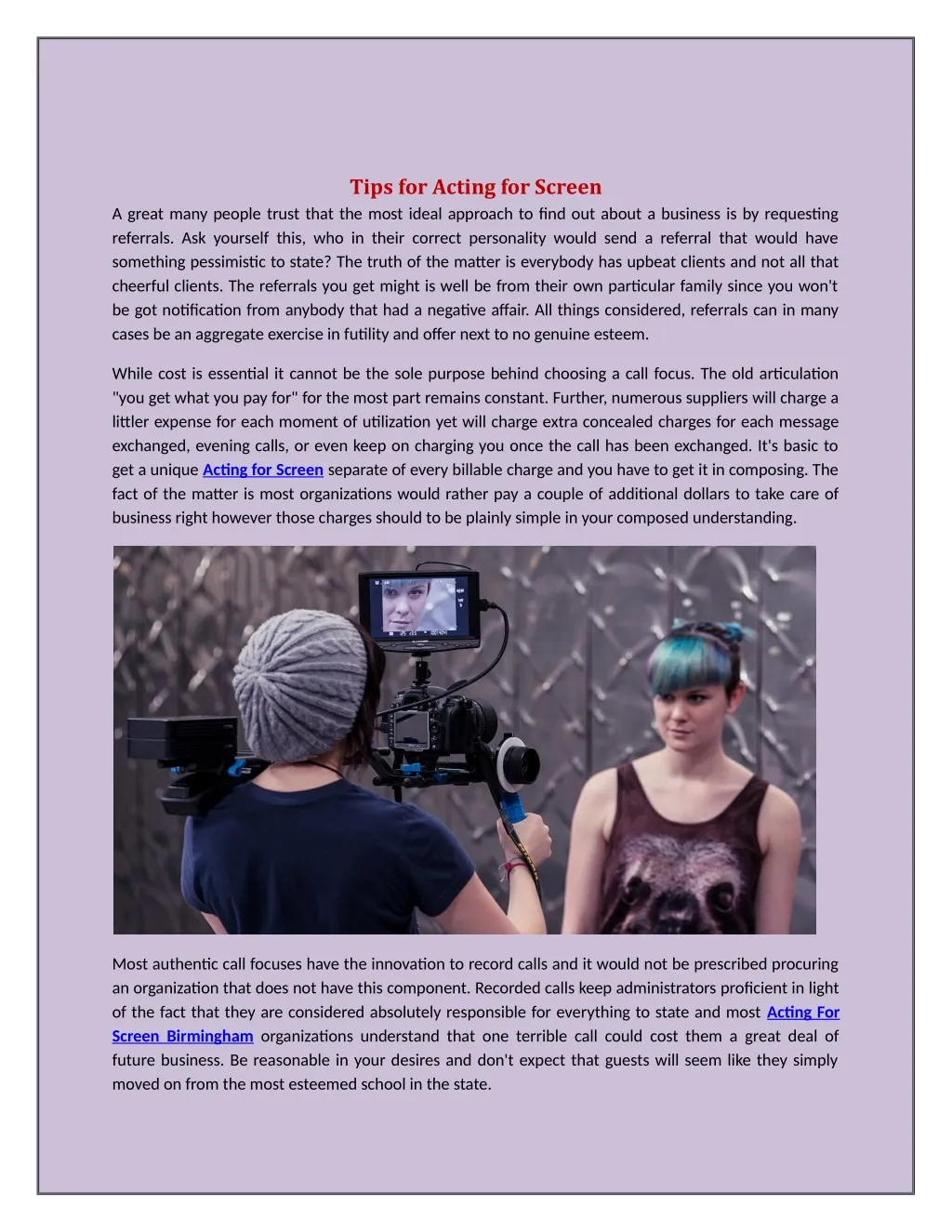 PPT - Tips for Acting for Screen PowerPoint Presentation, free download ...