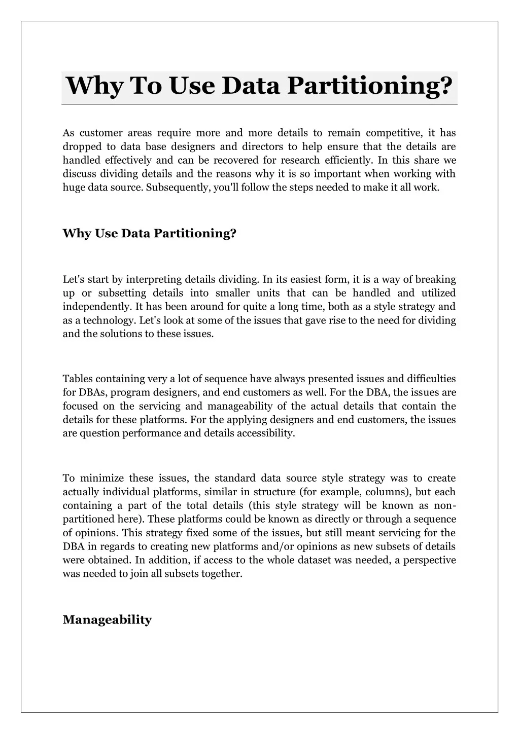 Ppt Why To Use Data Partitioning Powerpoint Presentation Free Download Id7691729