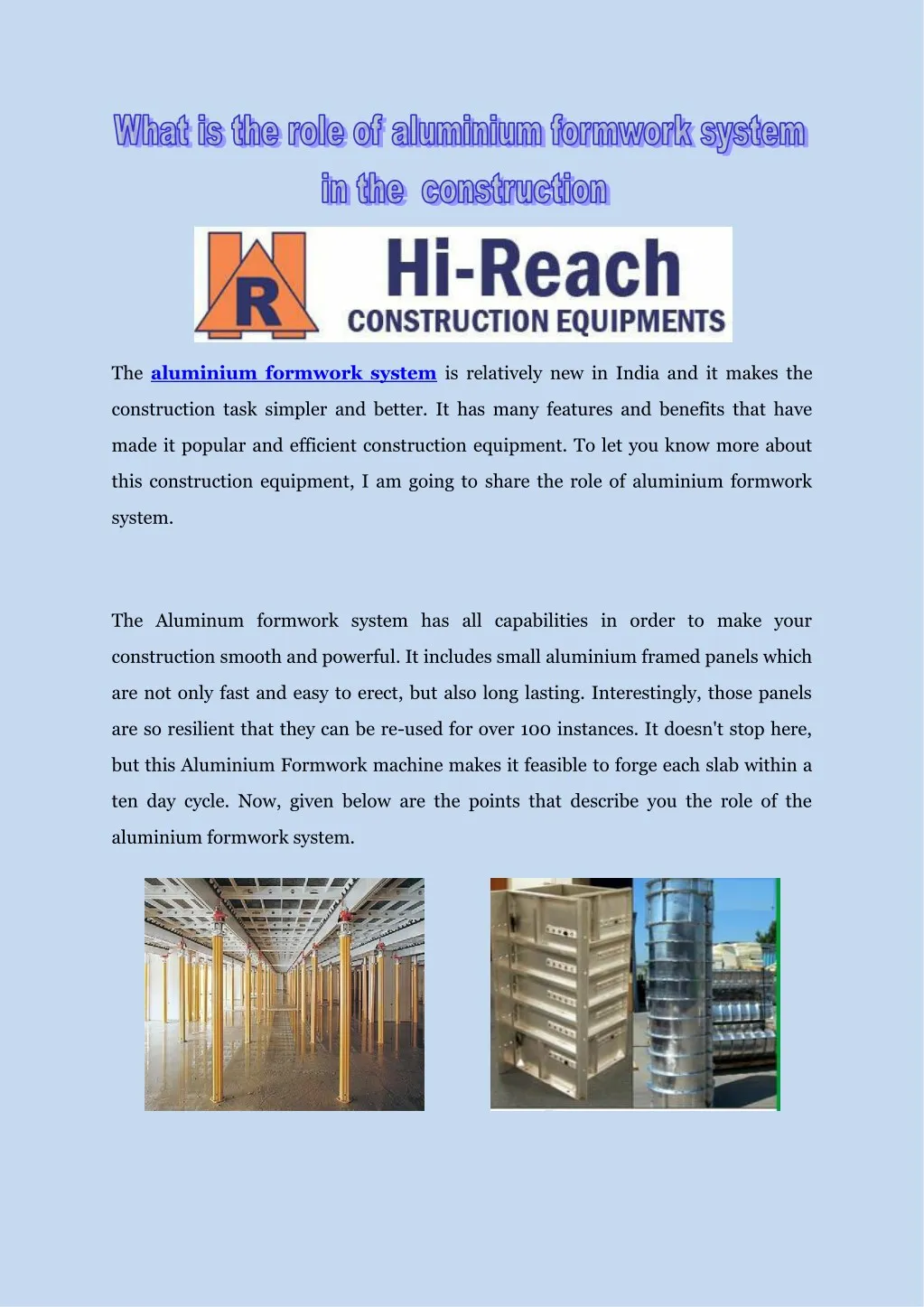 PPT - What is the role of aluminium formwork system in the construction ...