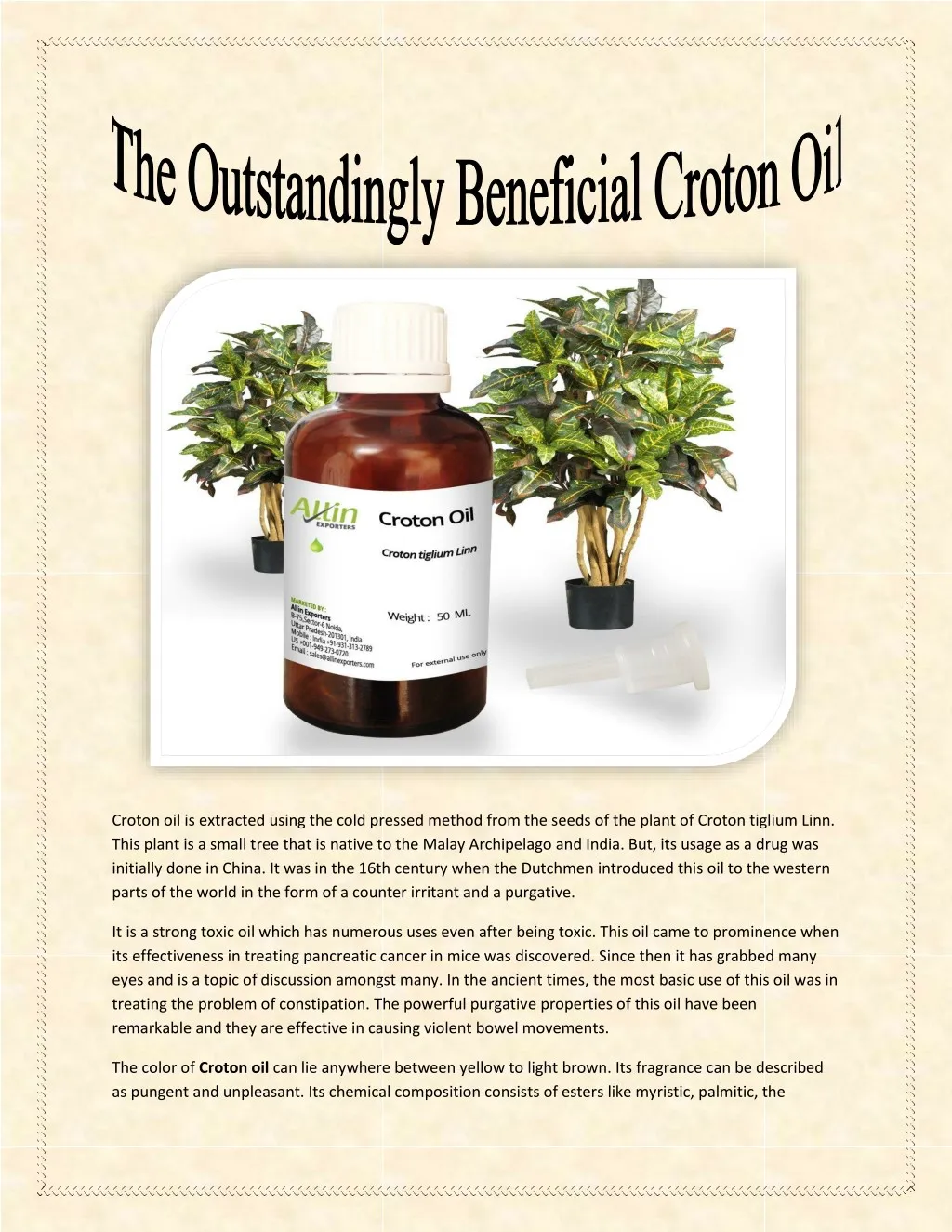 PPT - The Outstandingly Beneficial Croton Oil PowerPoint Presentation ...
