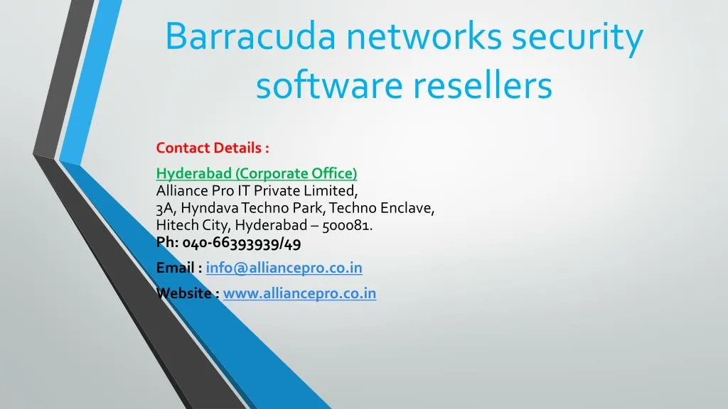 PPT - Barracuda security software resellers India| Alliance Pro ...