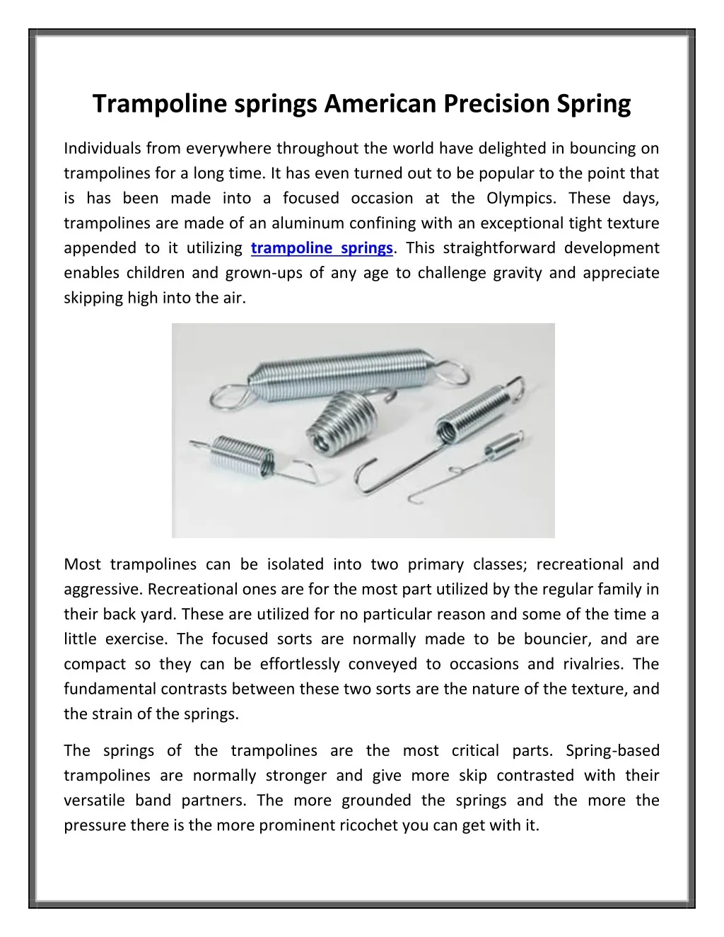 PPT - Trampoline springs American Precision Spring PowerPoint ...