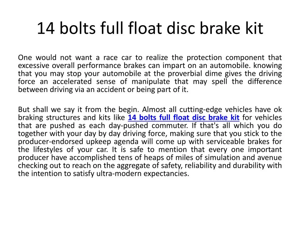 PPT - 14 bolts full float disc brake kit PowerPoint Presentation, free ...