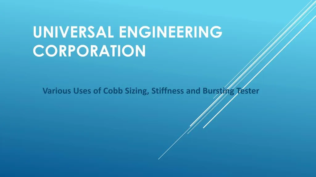 PPT - Various uses of Cobb Sizing, Stiffness and Bursting Tester ...