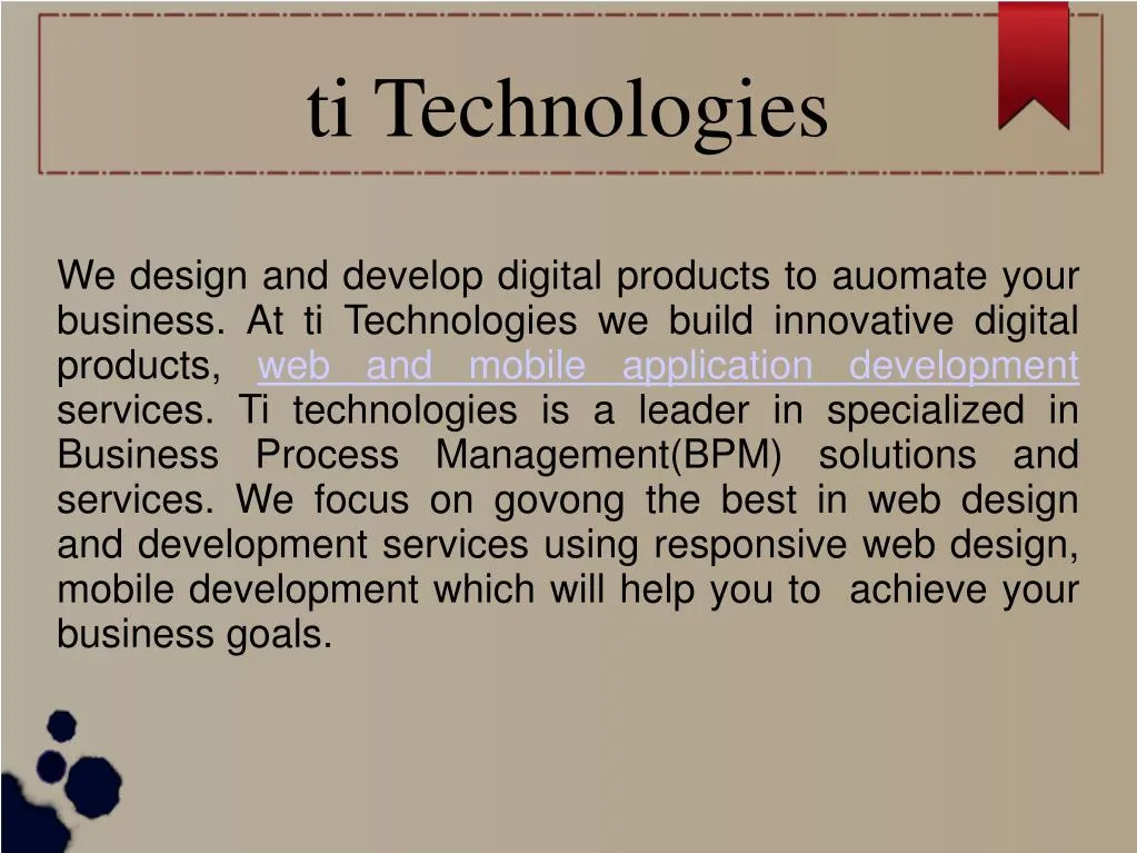 PPT - ti Technologies PowerPoint Presentation, free download - ID:7709106
