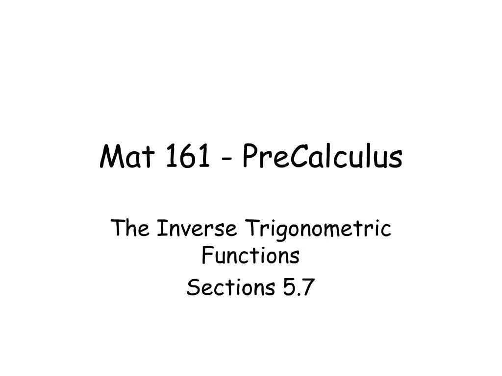 PPT - Mat 161 - PreCalculus PowerPoint Presentation, free download - ID ...