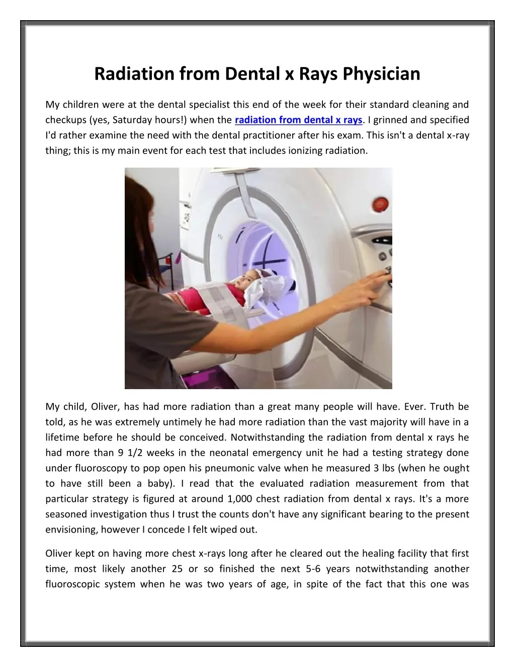 PPT - Radiation from Dental x Rays Physician PowerPoint Presentation ...