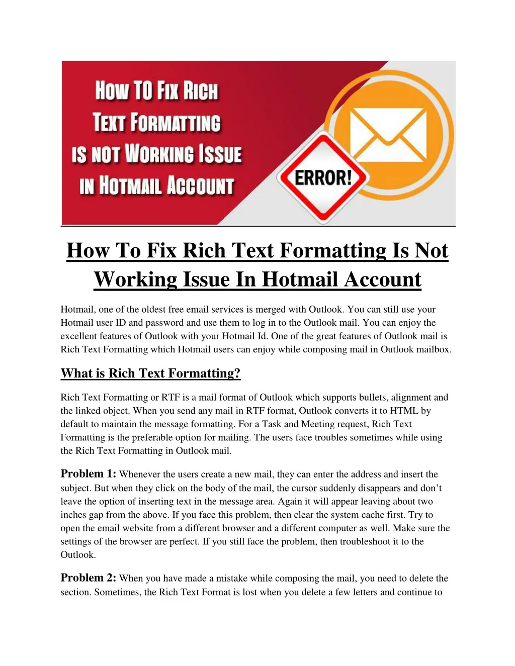 PPT How To Fix Rich Text Formatting Is Not Working Issue In Hotmail 