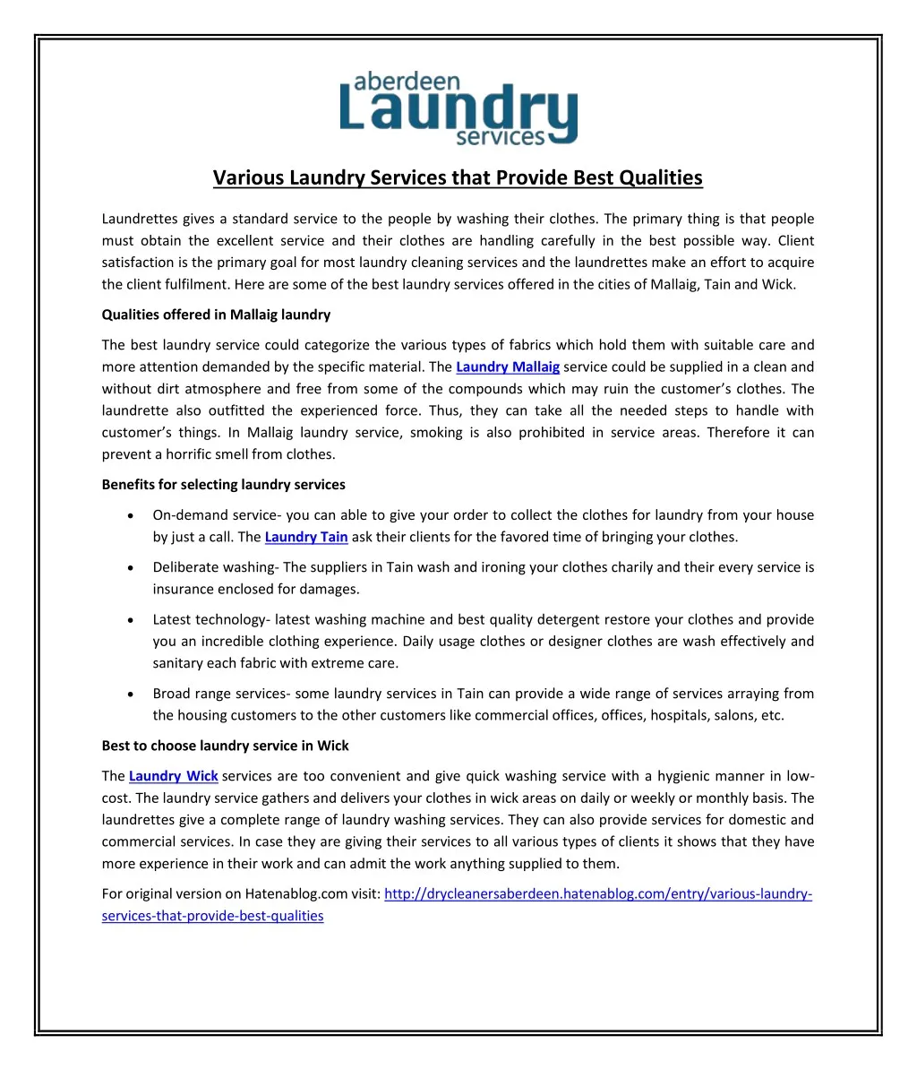 PPT - Various Laundry Services that Provide Best Qualities PowerPoint ...