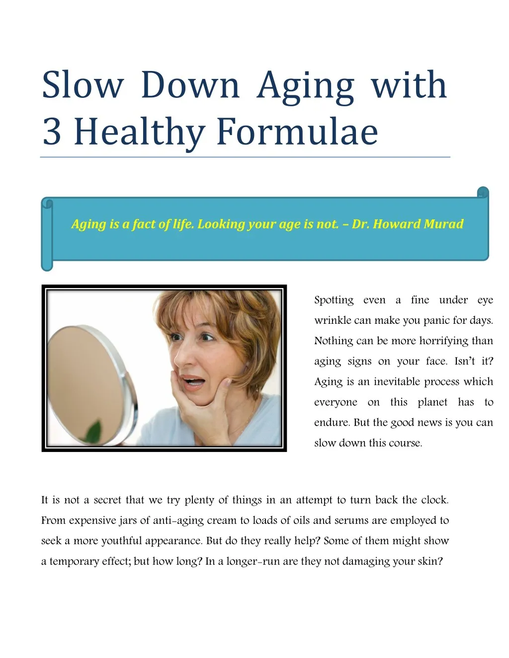 PPT - Slow Down Aging with 3 Healthy Formulae PowerPoint Presentation ...