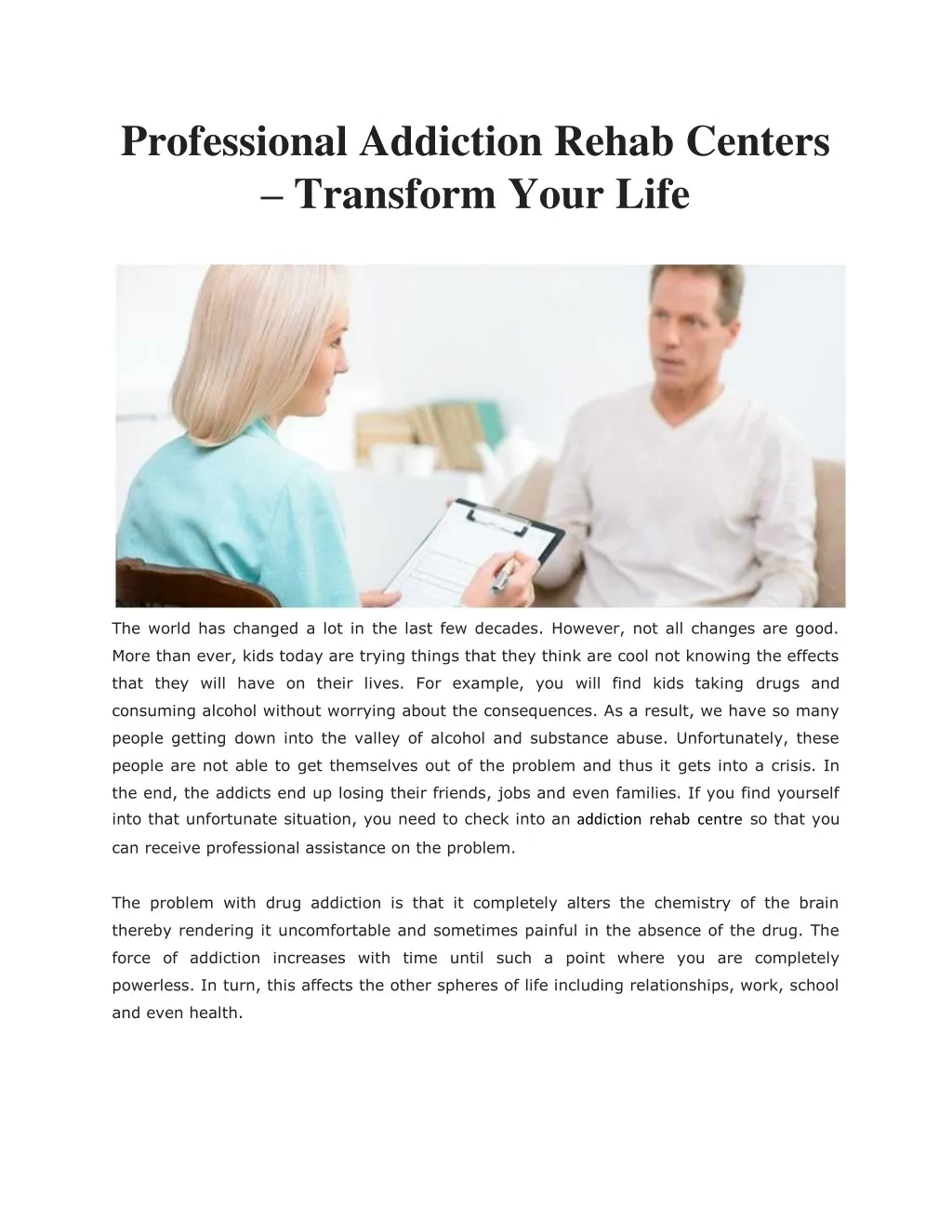 PPT - Professional Addiction Rehab Centers – Transform Your Life ...