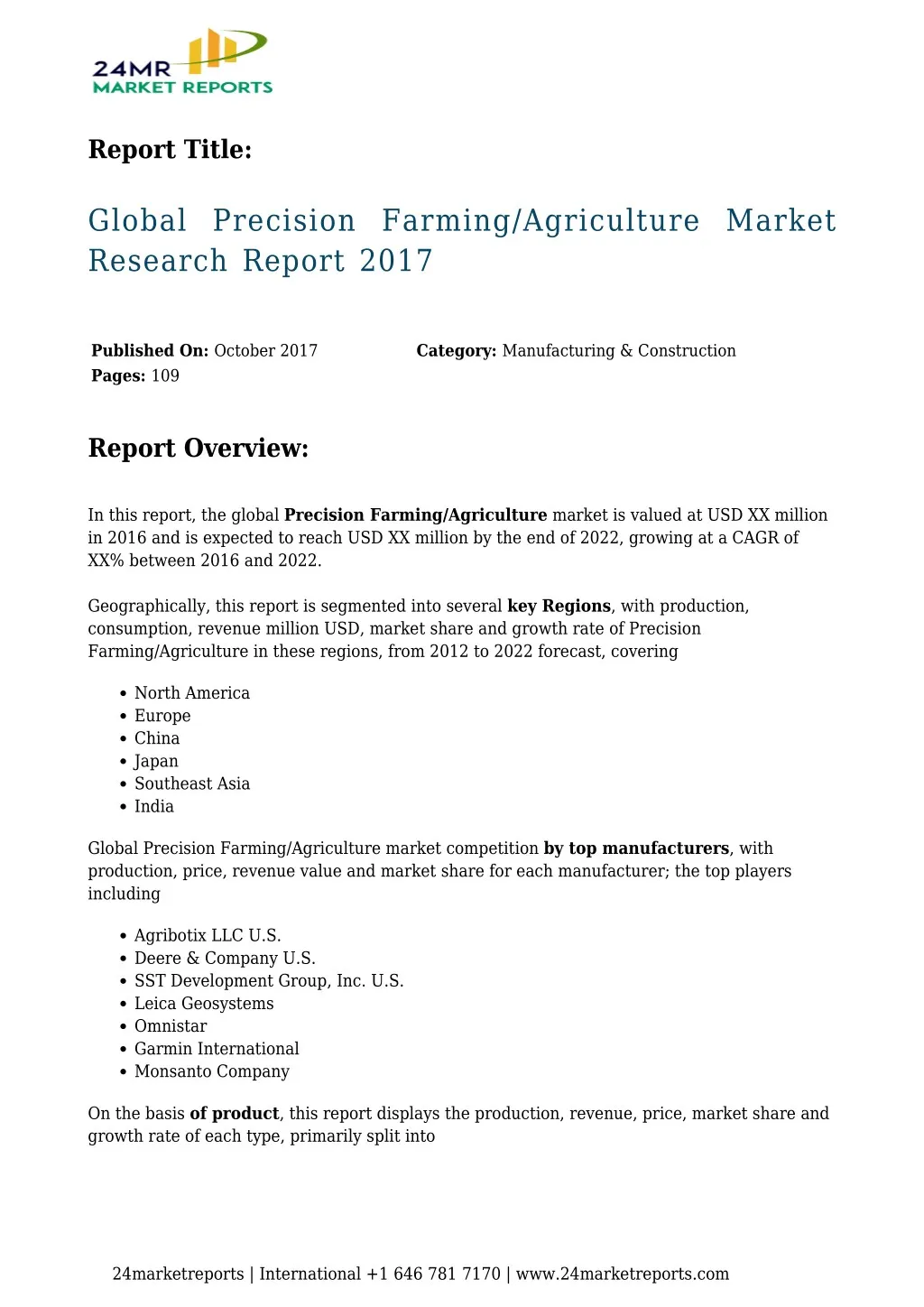 PPT - Global Precision Farming/Agriculture Market Research Report 2017 ...