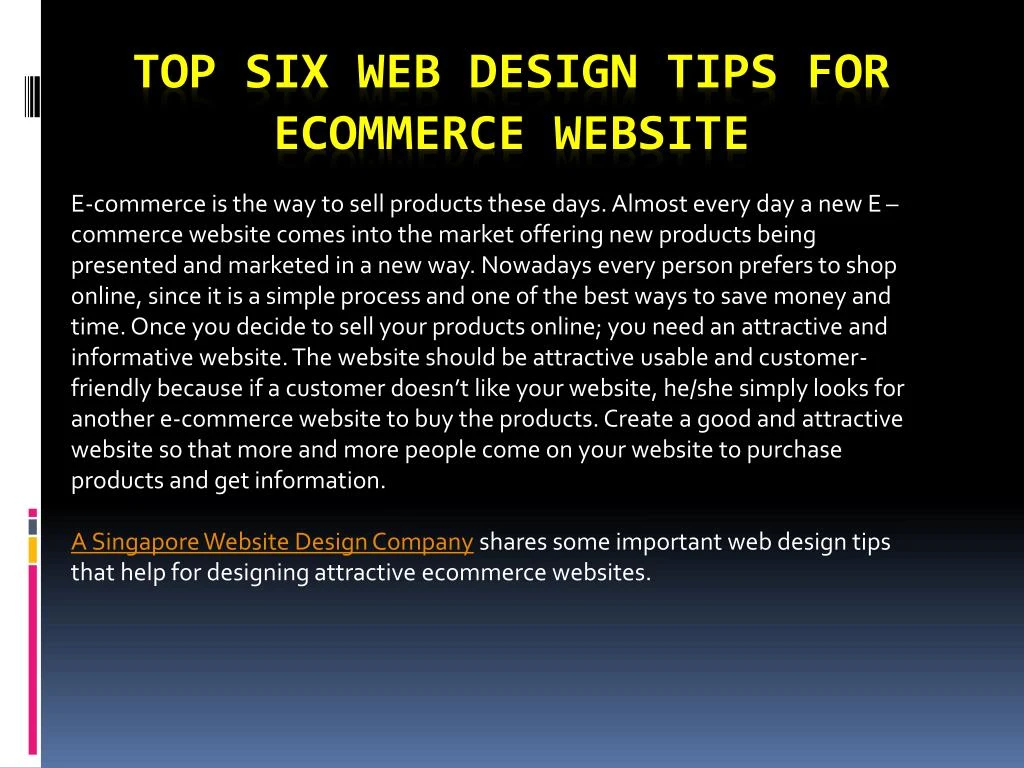 PPT - Top Six Web Design Tips for eCommerce Website PowerPoint ...
