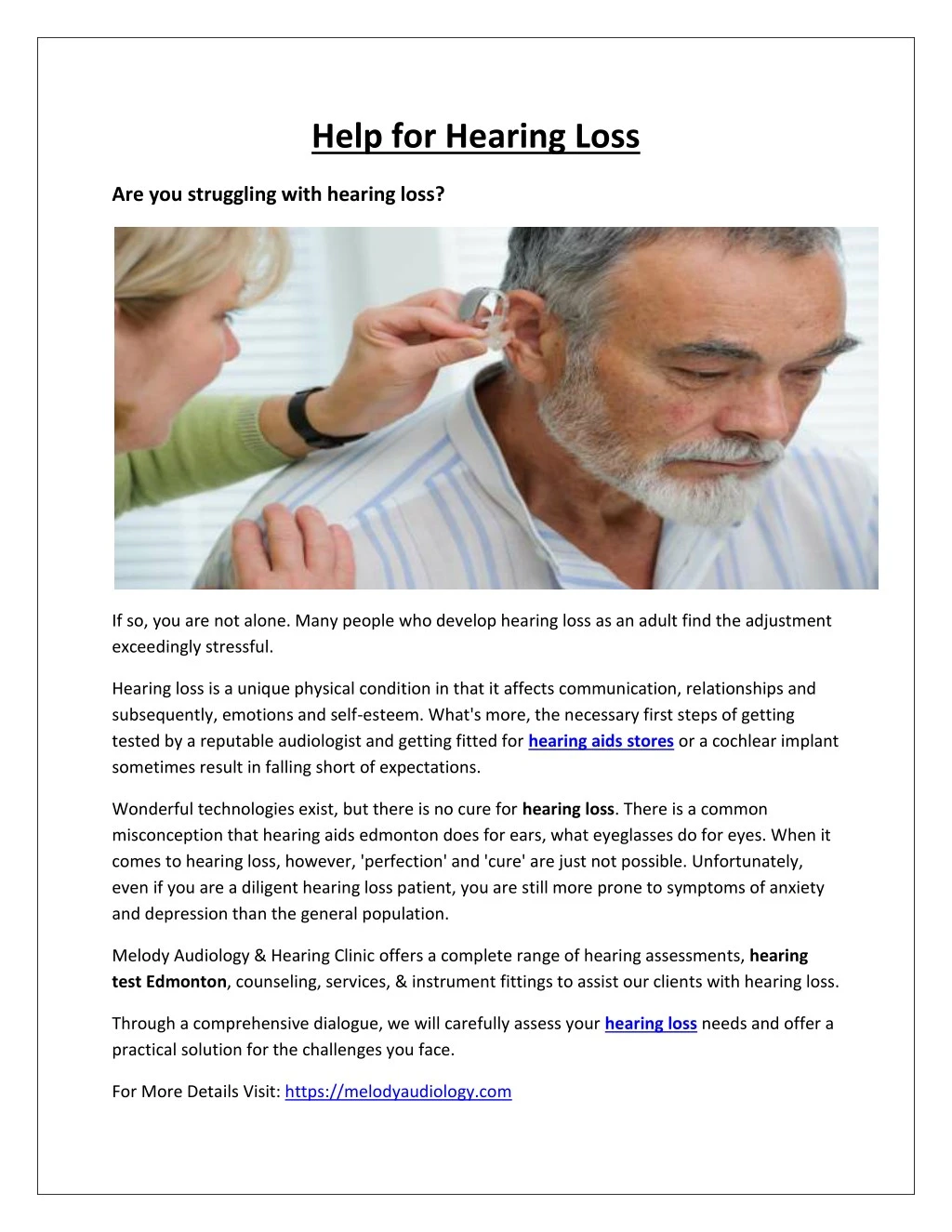 PPT - Help for Hearing Loss – Melody Audiology PowerPoint Presentation ...