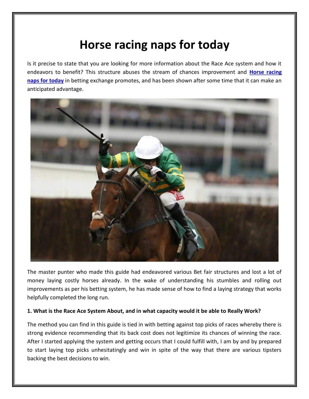 PPT - Horse racing naps for today PowerPoint Presentation, free ...