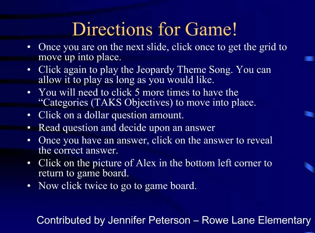 PPT - Directions for Game PowerPoint Presentation, free download - ID ...