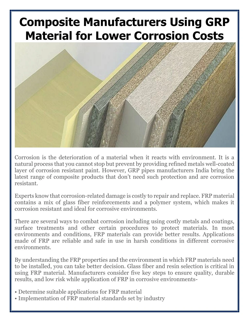 PPT - Composite Manufacturers Using GRP Material for Lower Corrosion ...