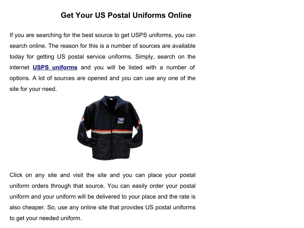PPT - Get Your US Postal Uniforms Online PowerPoint Presentation, free ...