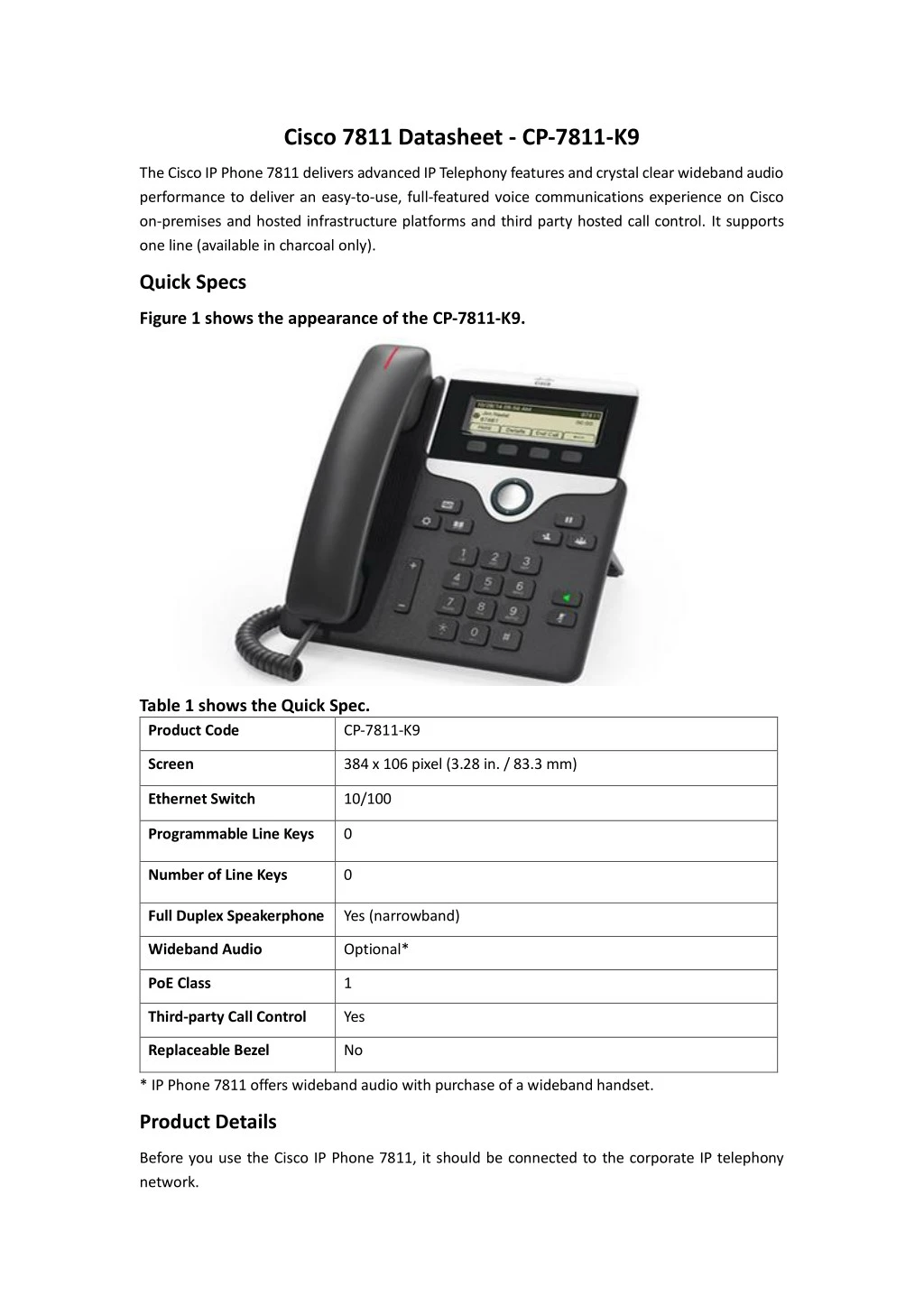 PPT - Cisco 7811 Datasheet - CP-7811-K9 PowerPoint Presentation, free ...
