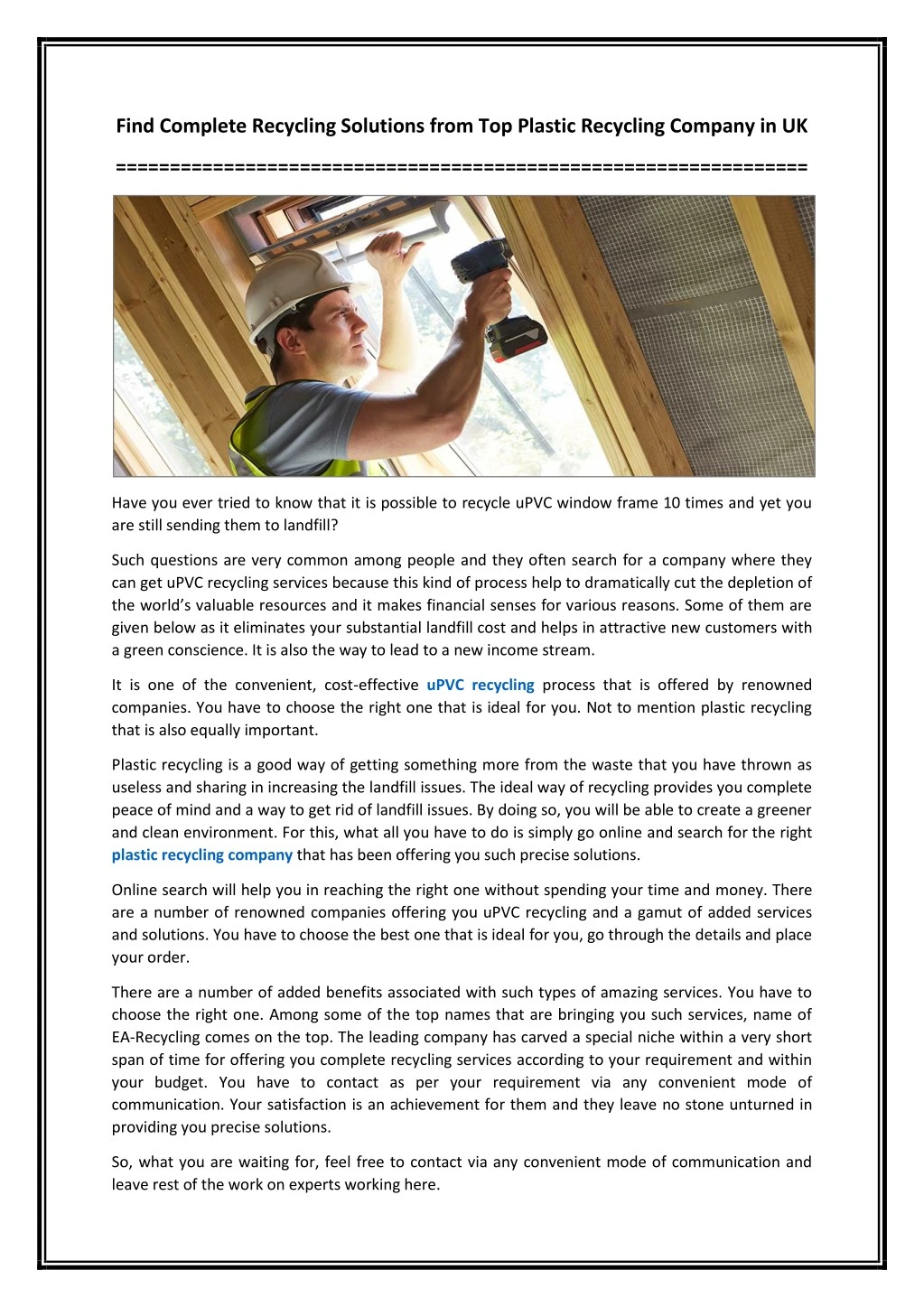 PPT - Find Complete Recycling Solutions from Top Plastic Recycling ...