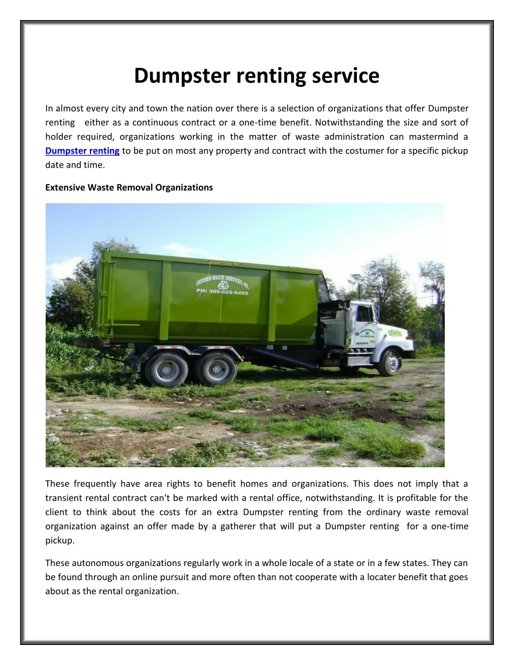 PPT - Dumpster renting service PowerPoint Presentation, free download ...