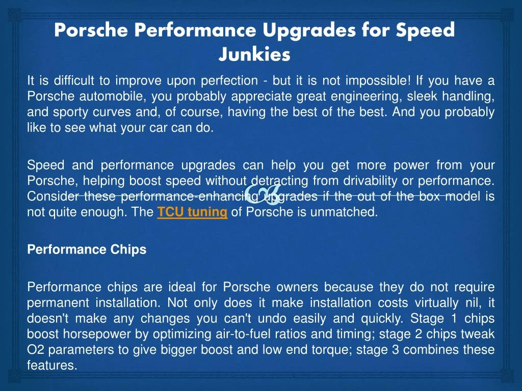 PPT - Porsche Performance Upgrades for Speed Junkies PowerPoint ...