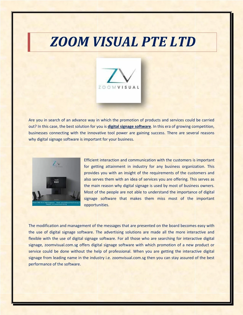 PPT - ZOOM VISUAL PTE LTD PowerPoint Presentation, free download - ID ...