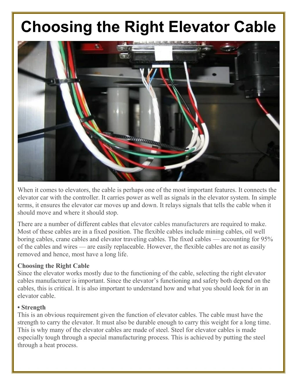 PPT - Choosing the Right Elevator Cable PowerPoint Presentation, free ...