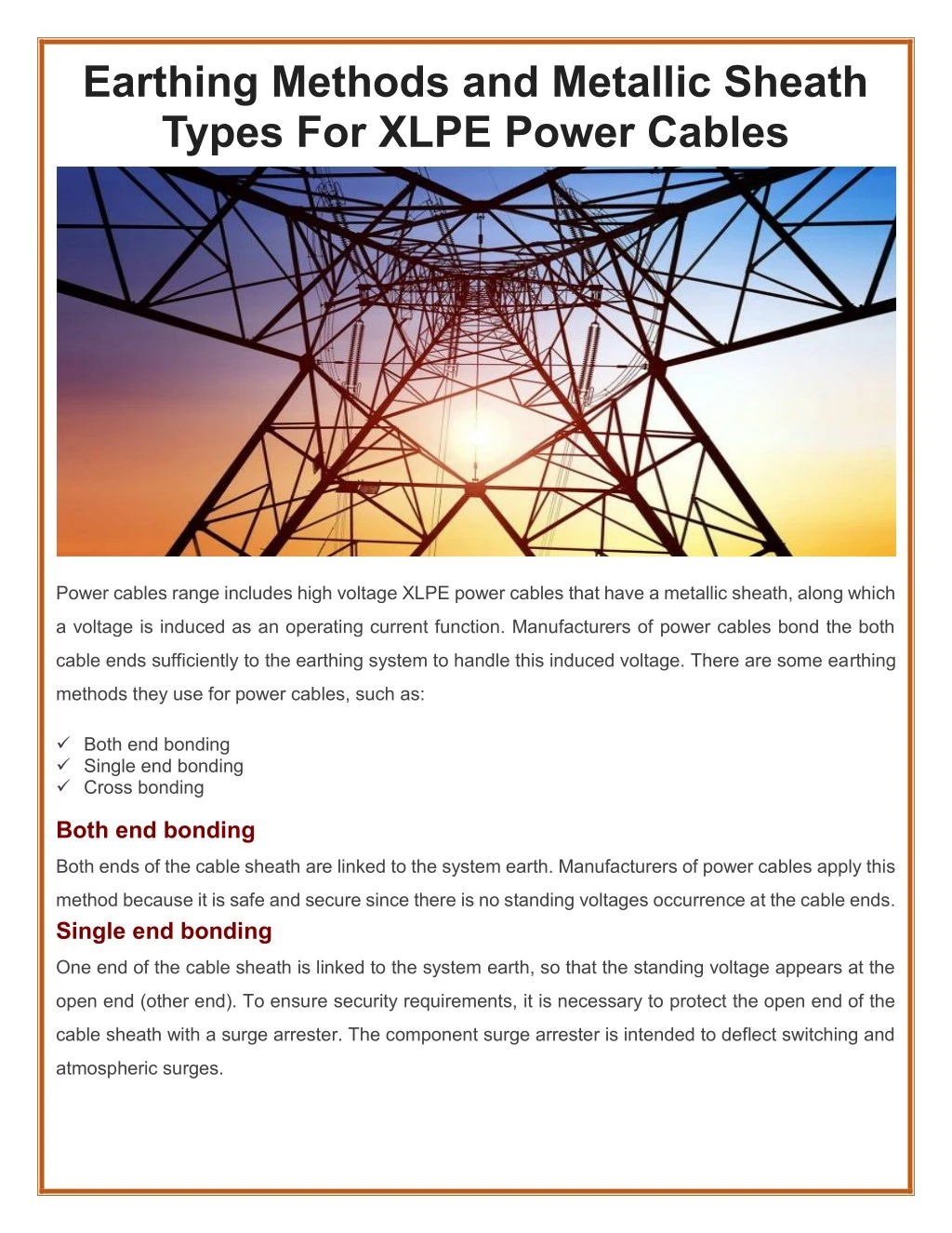 PPT - Earthing Methods and Metallic Sheath Types For XLPE Power Cables ...
