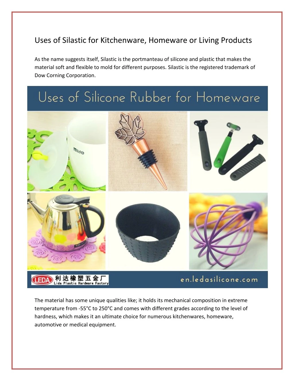 PPT - Uses of the Silicone Rubber or Silastic to mold for different ...