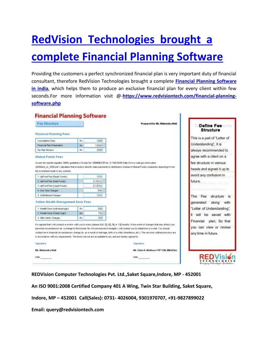 PPT - RedVision Technologies brought a complete Financial Planning ...