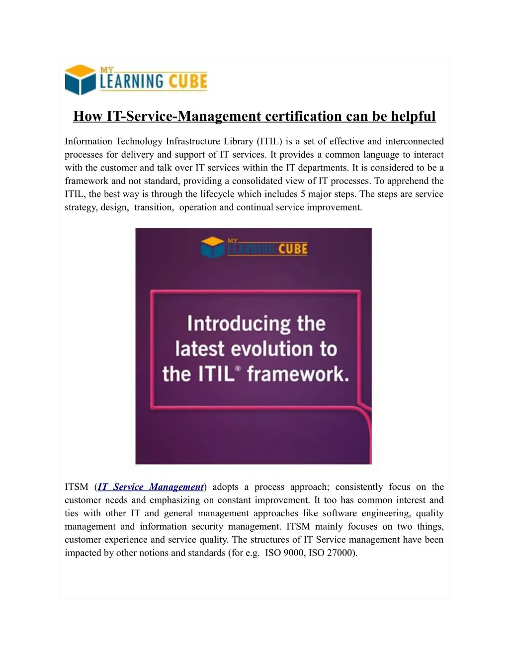 PPT - Online ITIL Certification Training-MyLearningCube PowerPoint ...