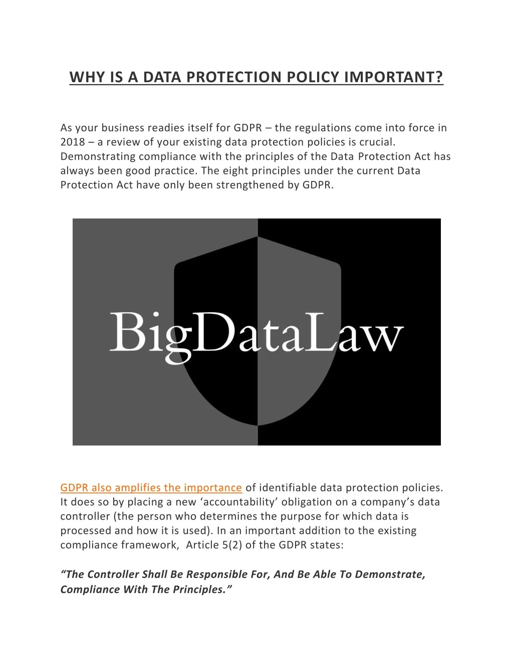PPT - WHY IS A DATA PROTECTION POLICY IMPORTANT? PowerPoint ...