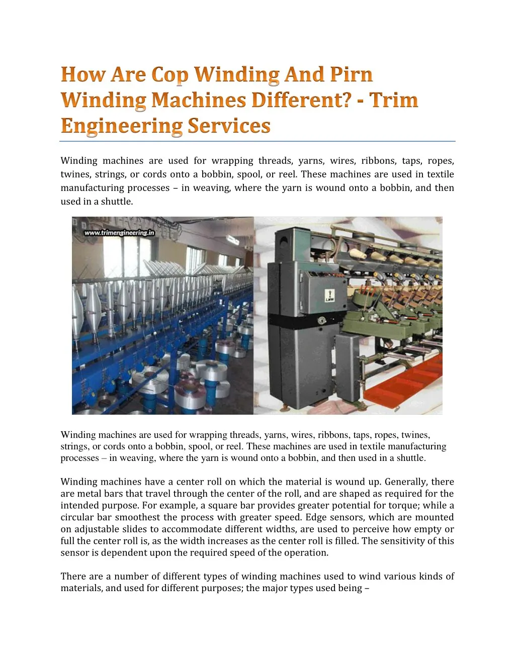 PPT - How Are Cop Winding And Pirn Winding Machines Different? - Trim ...