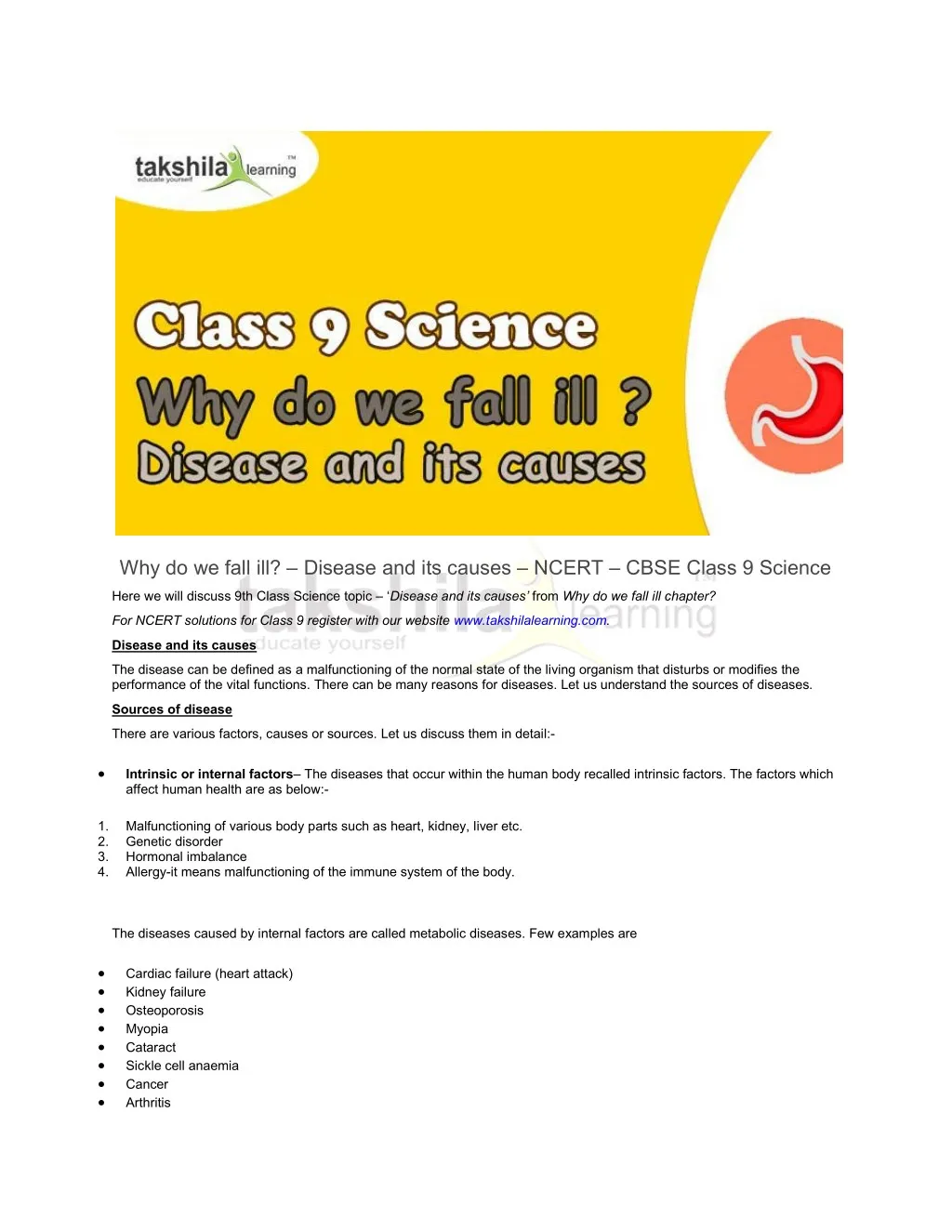 PPT - Why do we fall ill? Disease and its causes NCERT - CBSE Class 9 ...