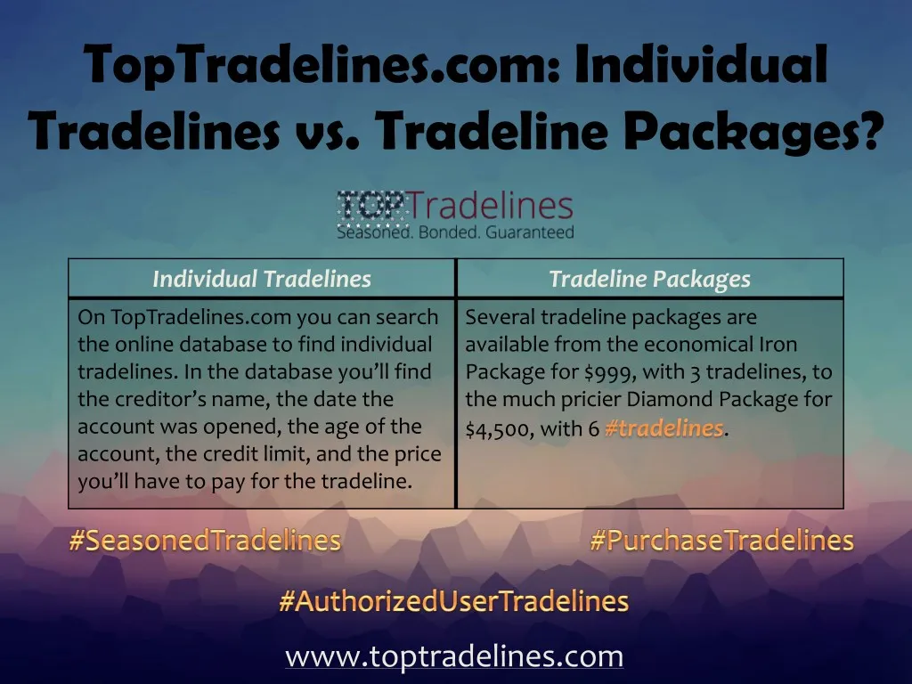 PPT - TopTradelines.com: Individual Tradelines vs. Tradeline Packages ...