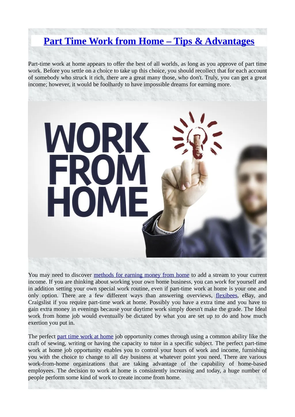 PPT - Part Time Work from Home â€“ Tips & Advantages PowerPoint ...
