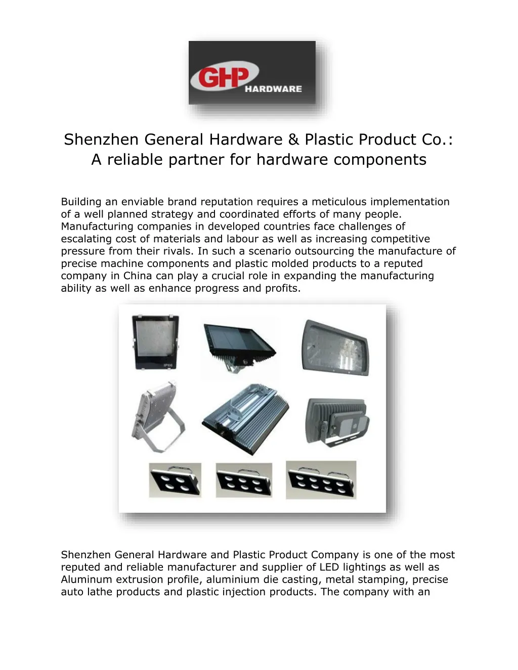PPT - Shenzhen General Hardware & Plastic Product Co.:a reliable ...