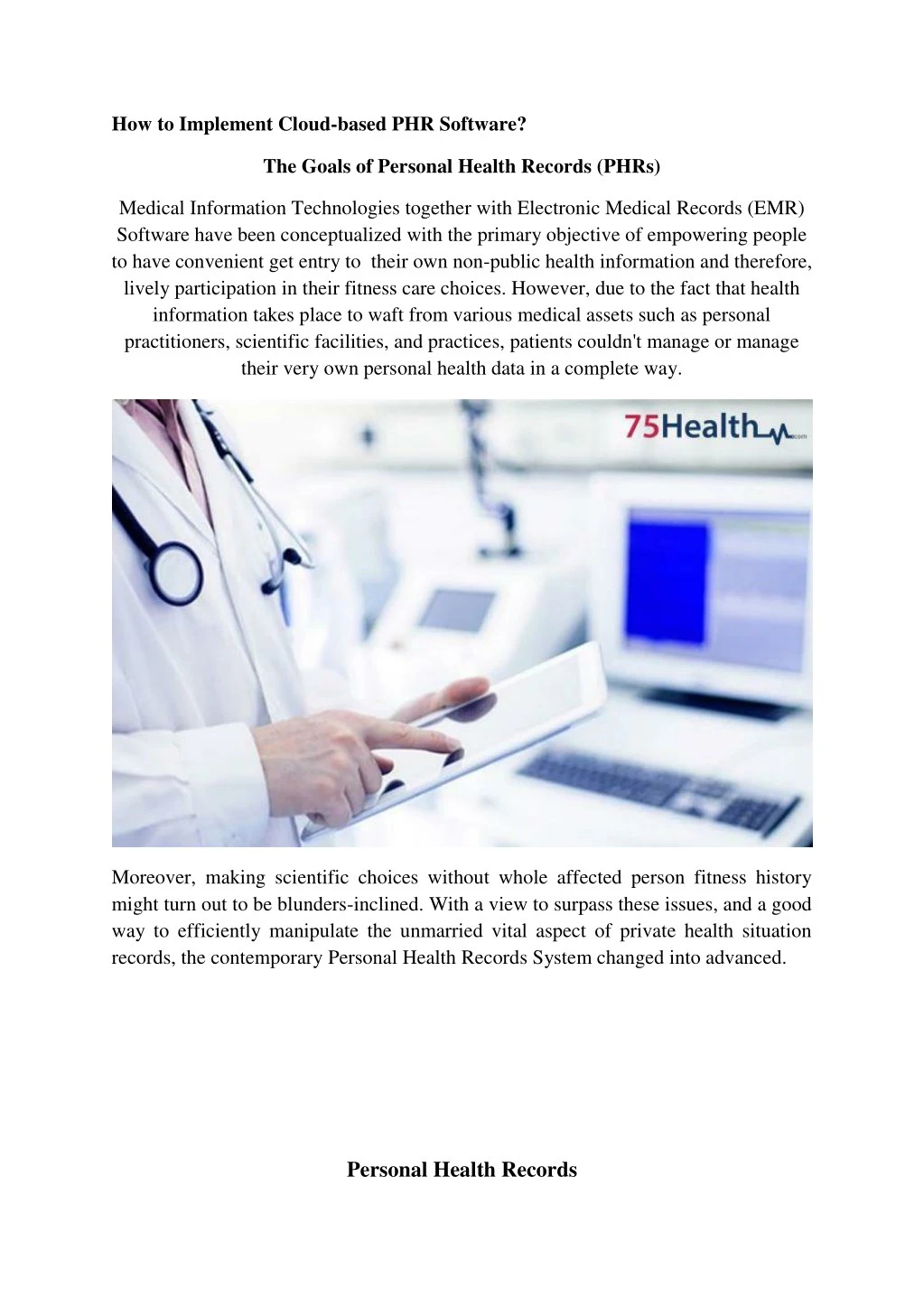 PPT - Personal Health Records Software PowerPoint Presentation, free ...