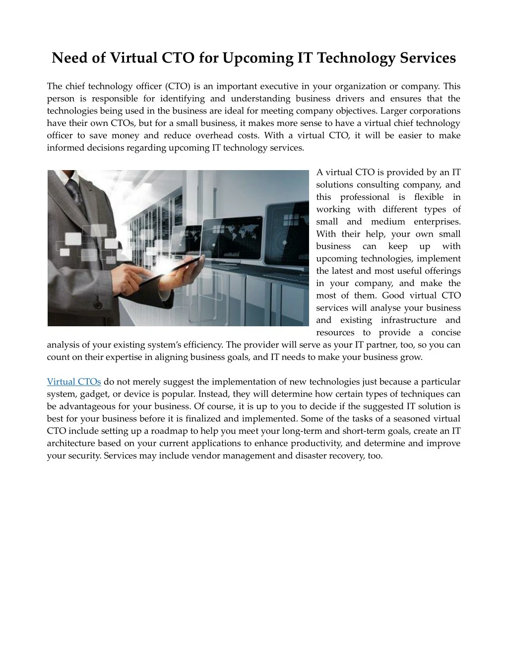 PPT - Need of Virtual CTO for Upcoming IT Technology Services ...