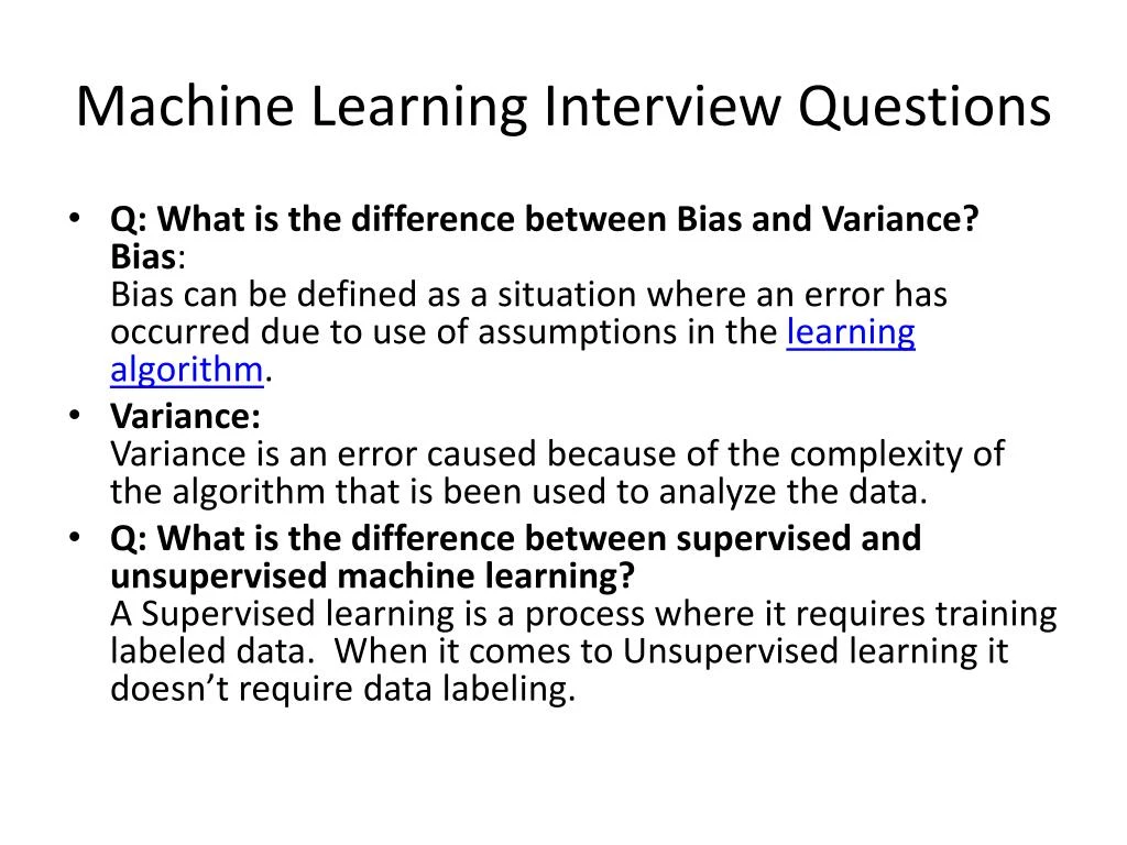 PPT - The Best Machine Learning Interview Questions 2018-Learn Now ...