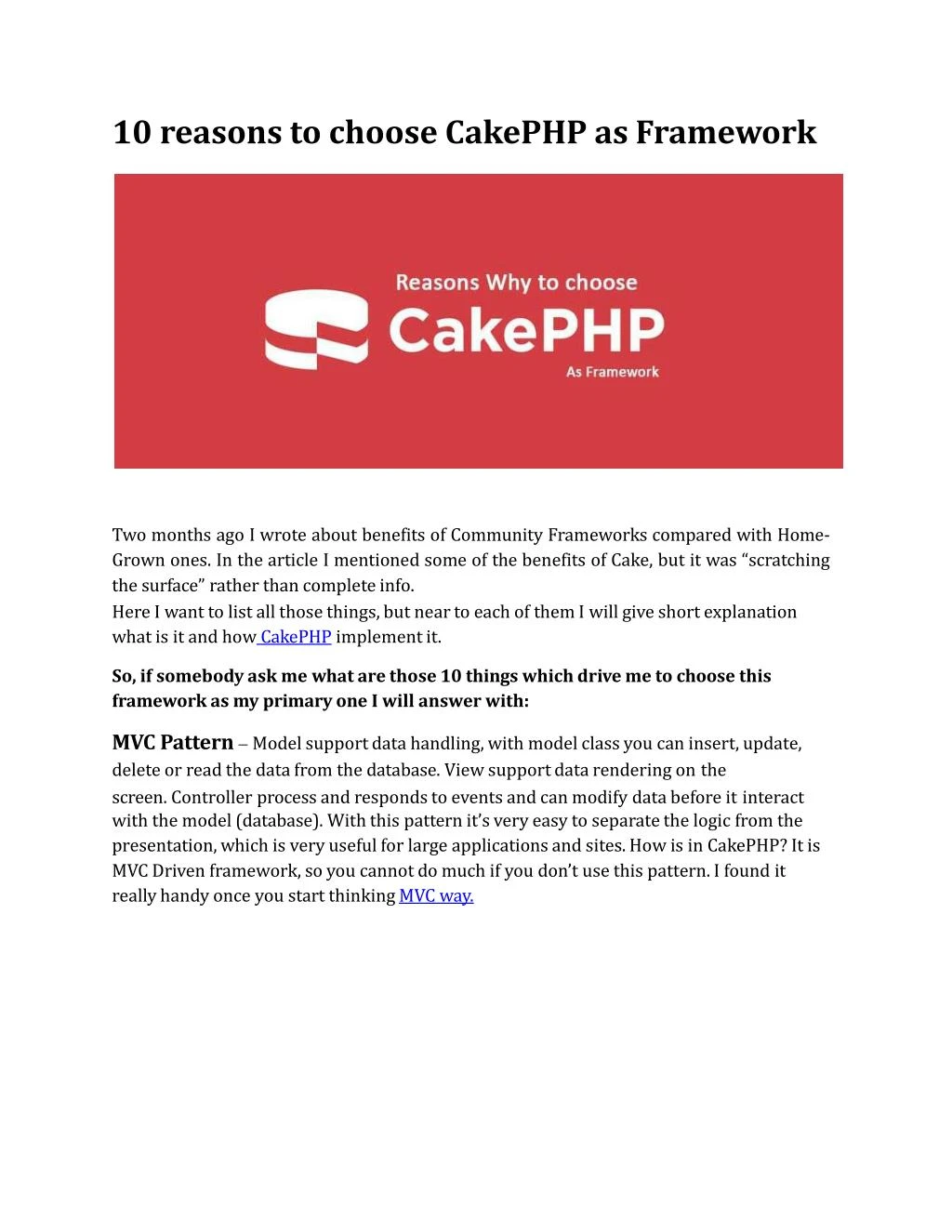 PPT - 10 reasons to choose CakePHP as Framework PowerPoint Presentation ...