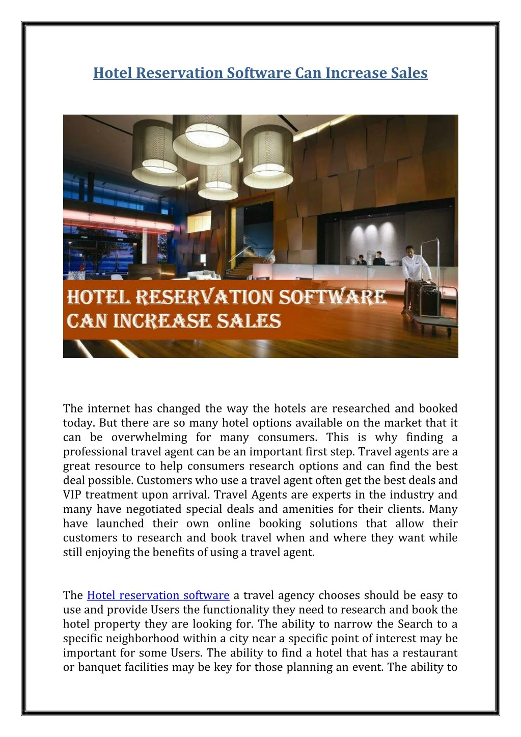 PPT - Hotel Reservation Software Can Increase Sales PowerPoint ...
