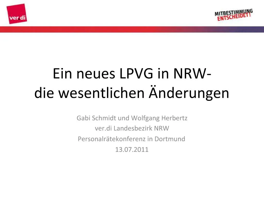PPT - Ein neues LPVG in NRW- die wesentlichen nderungen PowerPoint ...
