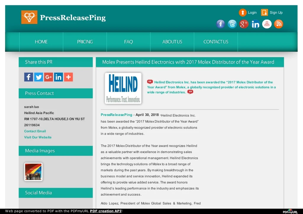 PPT - Molex Presents Heilind Electronics with 2017 Molex Distributor of ...