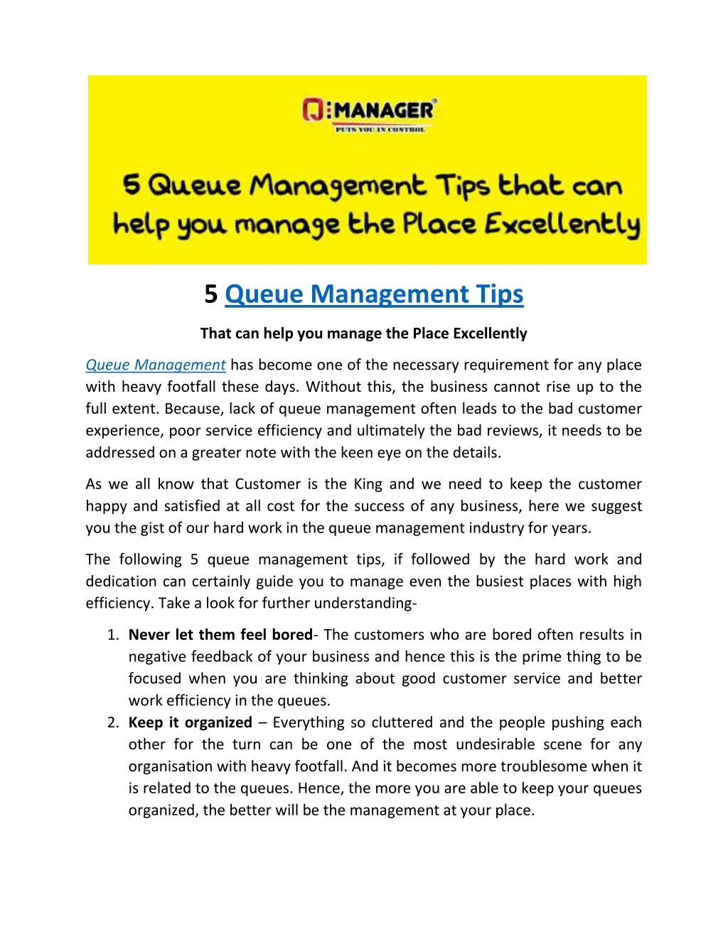 PPT - 5 Queue Management Tips that can help you manage the Place ...