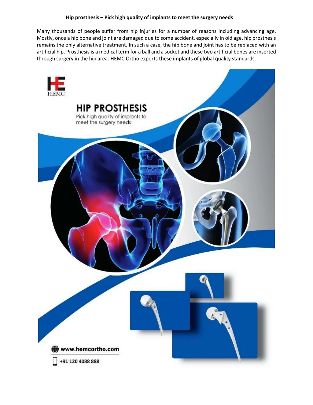 PPT - Hip prosthesis â€“ Pick high quality of implants to meet the ...