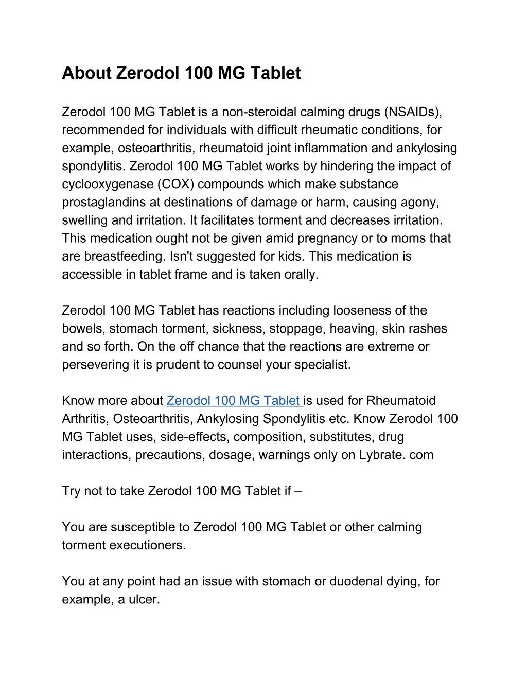 PPT - Zerodol 100 MG Tablet - Uses, Side Effects, Substitutes ...