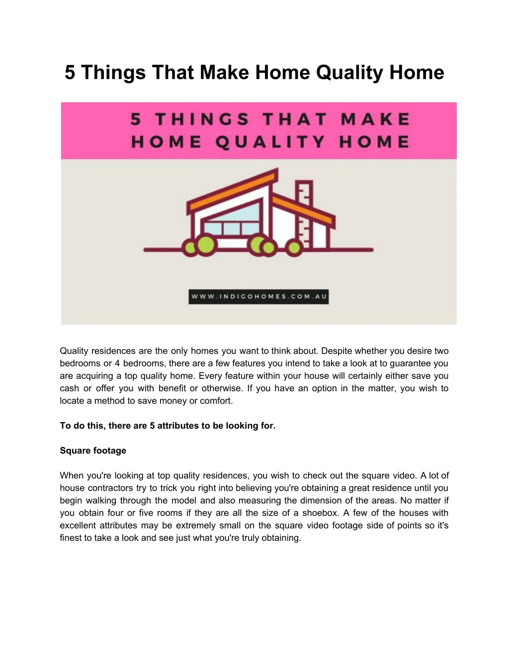 PPT - What makes Quality Homes? PowerPoint Presentation, free download ...