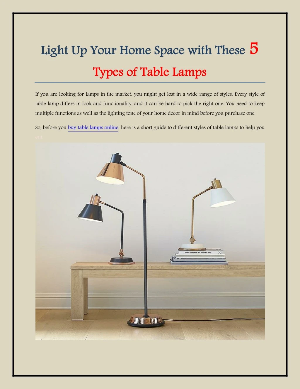 PPT - Light Up Your Home Space with These 5 Types of Table Lamps ...